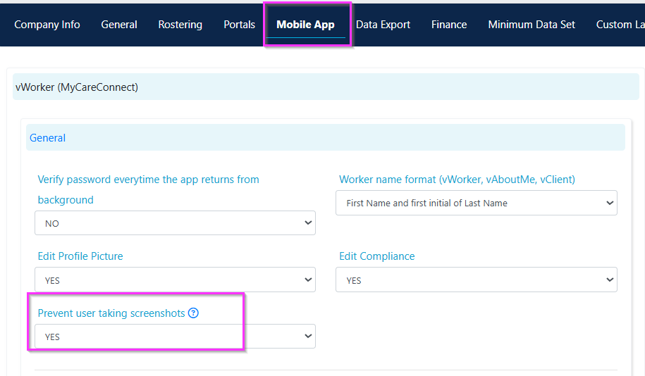 How to prevent workers from taking screenshots from worker mobile app?
